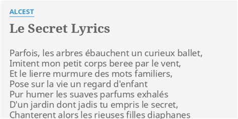 Le Secret Lyrics By Alcest Parfois Les Arbres ébauchent