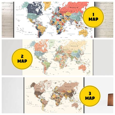 custom world map digital world map wall printable art accurate maps