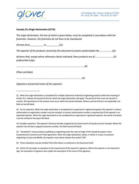 Fillable Online Ceta Statement Of Origindocx Fax Email Print Pdffiller