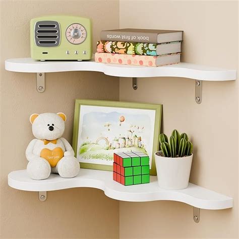 Wopitmer Cute Cloud Shelves Wavy Floating Corner Shelf Cloud Corner Wall Shelves With Brackets
