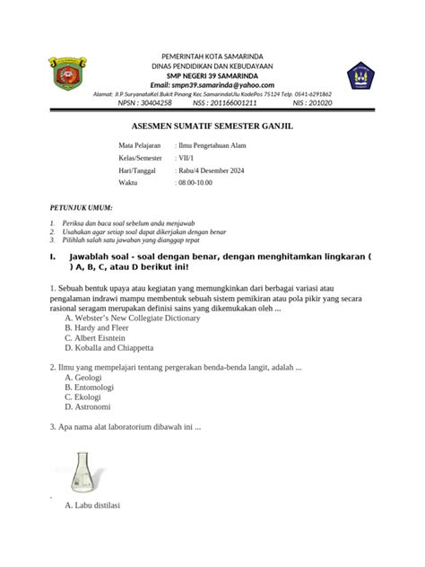 Soal Ipa Class Vii Pdf