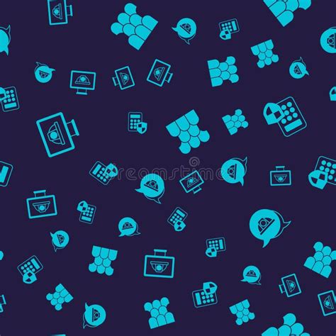 Set Worker Safety Helmet Security Keypad Access Panel Roof Tile And On Seamless Pattern