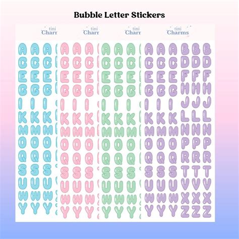 Letter Bubble Sticker Sheet Set Alphabet Letter Deco Sticker Cute