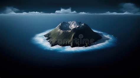 Surreal And Exquisite Cg Render Of Night Time Of An Island Stock