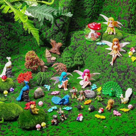 Glimin 58 Pcs Miniature Fairy Figurines Mini Garden