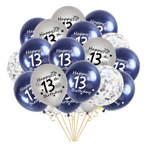 20packs 13th Birthday Balloons Dhf10 Navy Blue Silver Happy 13th