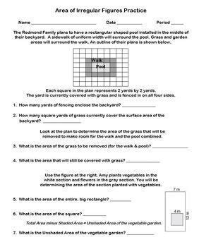 Area Of Irregular Figures Word Problems Worksheet Composite Compound