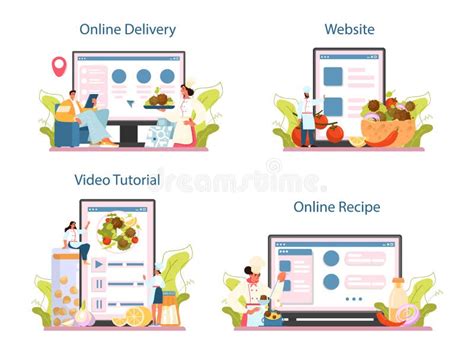 Falafel Online Service Or Platform Set Traditional Dish Of Jewish