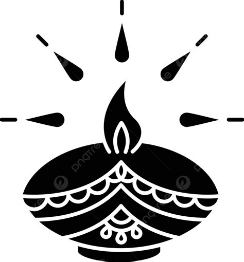 Diwali Festival Black Glyph Icon Diya Deepa Concept Vector Diya Deepa