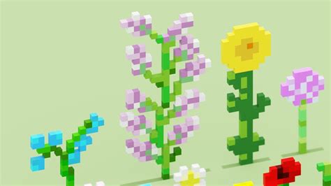 3d Model Minecraft Flowers 3d Model Vr Ar Low Poly Cgtrader
