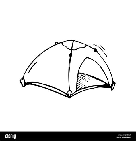 Camping Tent Hand Drawing Sketch Vector Illustration Stock Vector