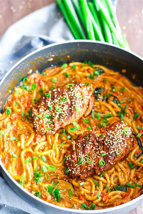 Creamy Spicy Korean Udon Noodles With Bulgogi Chicken That Spicy Chick