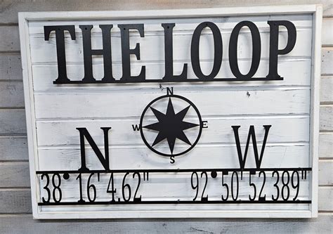 Custom Laser Cut Coordinate Sign With Spacers On Plank Framed Back