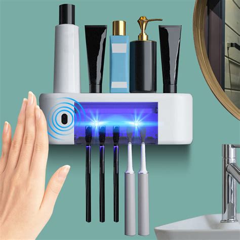 Toothbrush Holder Wall Mount Smart Infrared Auto Sensing Bathroom