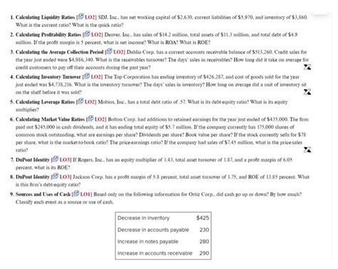 Solved 1 Calculating Liquidity Ratios [凹્گ Lo2] Dj Inc