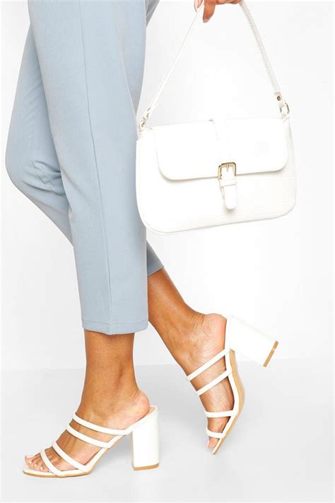 Croc Multi Strap Block Heel Mules