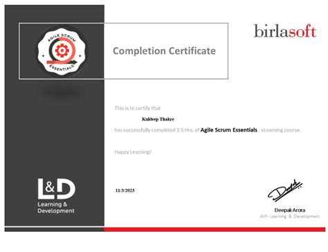 Kuldeep Thakre On Linkedin Completed Agile Scrum Certificate Course