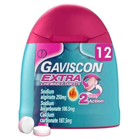 Gaviscon Extra Peppermint Handy Pack 12 Tablets Portable Heartburn