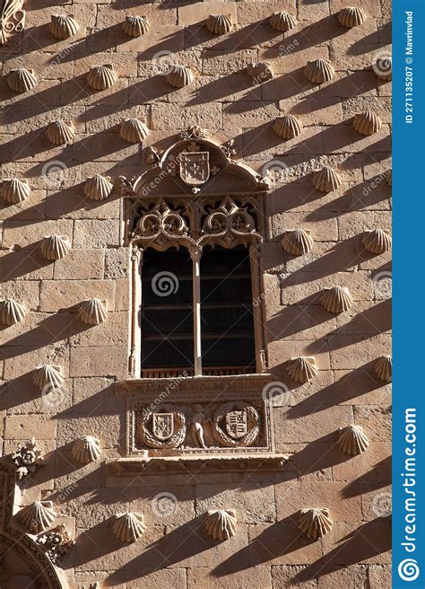 Casa De Las Conchas Facade Closeup Salamanca Spain Stock Image