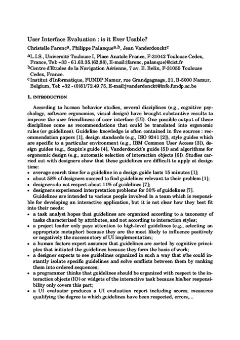 Pdf User Interface Evaluation Is It Ever Usable