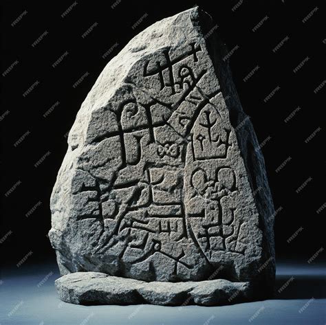 Runestone Carvings And Symbols Showing Runic Messages And Historical