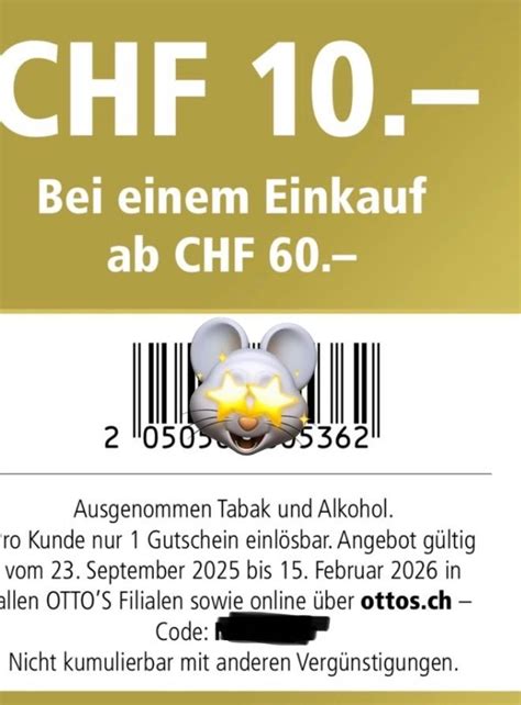 Ottos Gutschein Chf 10 Ab Chf 60 Gültig Bis 15 2 26 Neu Gemäss