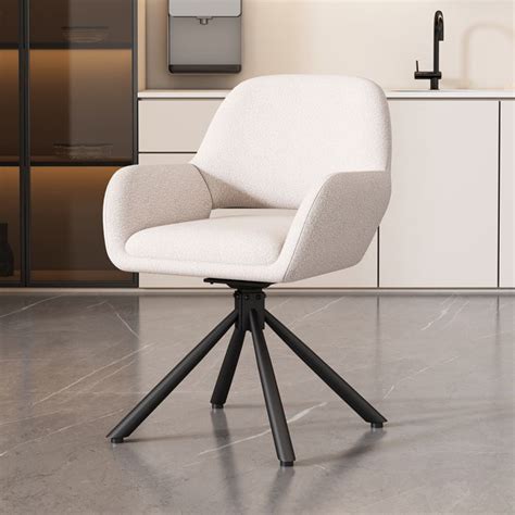 Chaise De Salle à Manger Pivotante Chaise De Salon Tissu Sherpa Avec