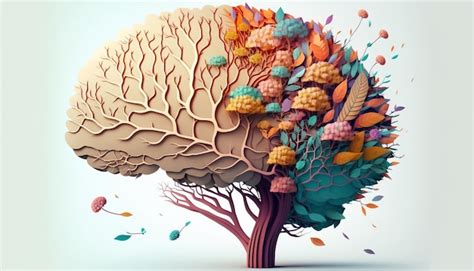Premium Ai Image Human Brain Tree With Flowers Self Care And Mental
