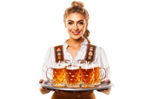Premium Photo Cheerful Beer Maiden Celebrating Oktoberfest