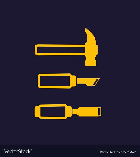 Hammer Cutter And Chisel Royalty Free Vector Image