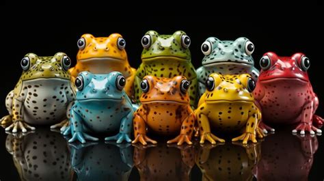 Premium Ai Image Group Of Ceramic Frog