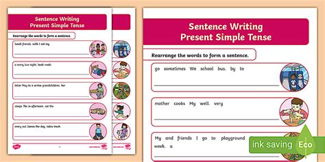 Black And White Present Simple Tense Worksheet Twinkl