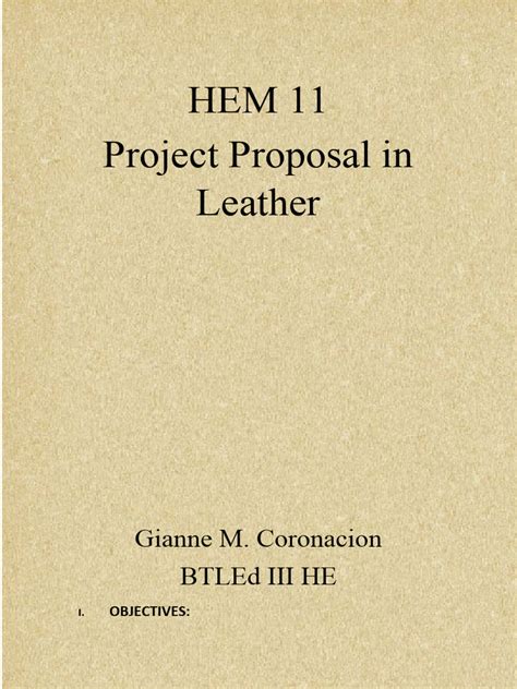 Project Proposal Leather Pdf
