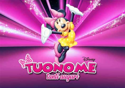 Cialda Minnie Fuxia Con Nome Decorazione Torta Ostia O Zucchero Disney