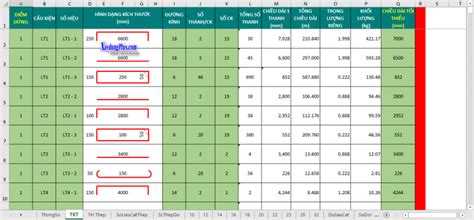 Bảng Excel thống kê cốt thép xây dựng