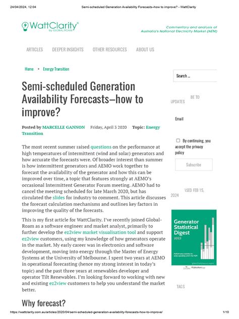 Semi Scheduled Generation Availability Forecasts How To Improve