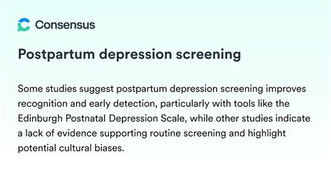 Postpartum Depression Screening Consensus Academic Search Engine
