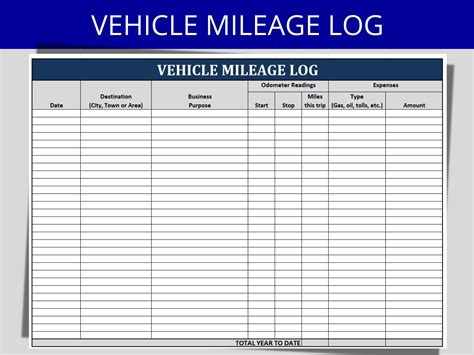 Vehicle Mileage Log Editable Excel Worksheet Employee 56 Off