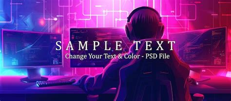 gamer in a neon lit room premium ai generated psd