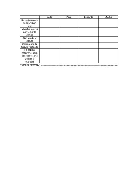 Rubrica Lectura Pdf