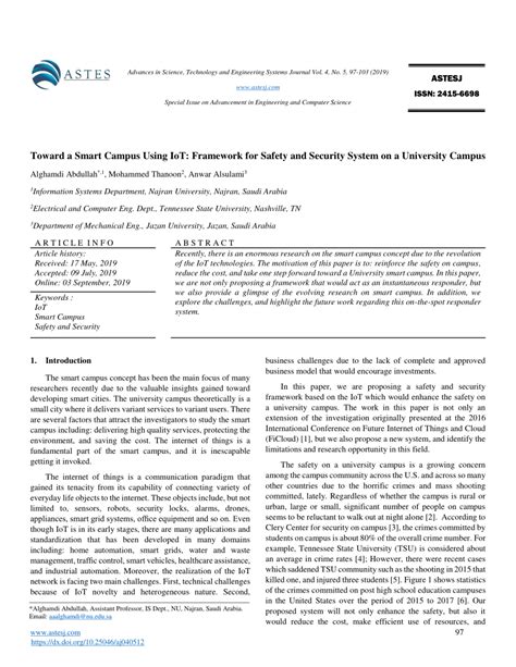 Pdf Toward A Smart Campus Using Iot Framework For Safety And