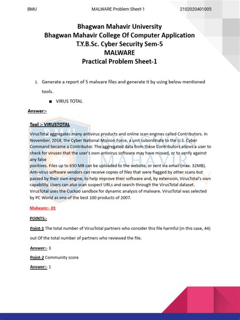 malware problem sheet 1 pdf computer security exploits cybercrime