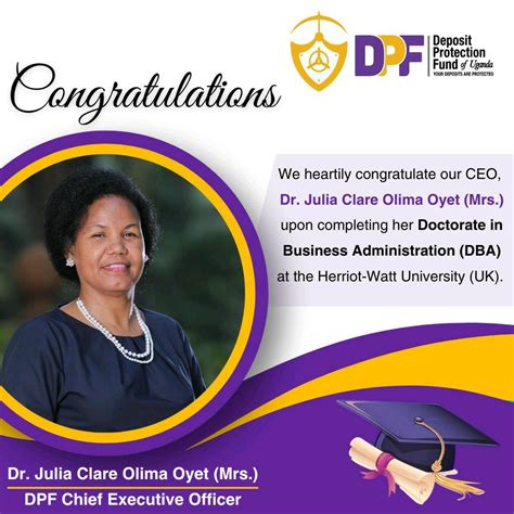 Congratulations Dr Julia Clare Olima Oyet Mrs Deposit Protection