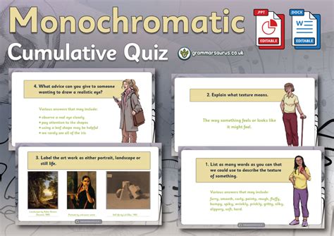 Y3 Art Monochromatic Cumulative Quiz Grammarsaurus