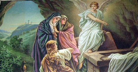 Three Women At The Tomb Mary Angel Religious Vintage Print