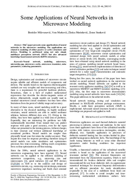 Pdf Neural Networks In Microwave Modeling