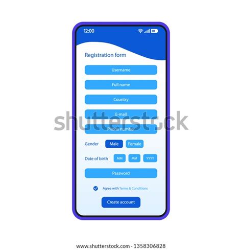 Registration Form Smartphone Interface Vector Template Stock Vector Royalty Free 1358306828
