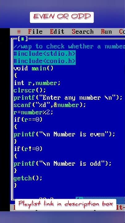 C Program To Check Whether Number Is Even Or Odd Youtube