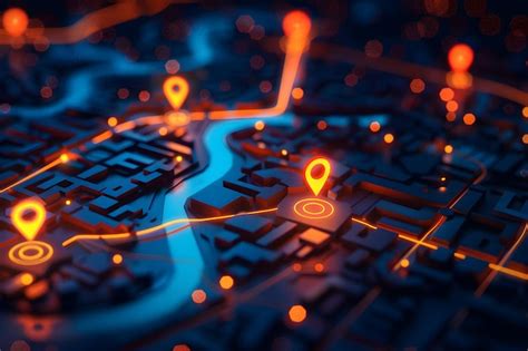 Digital Gps Location On Map With Pin Route Path Concept Premium Ai