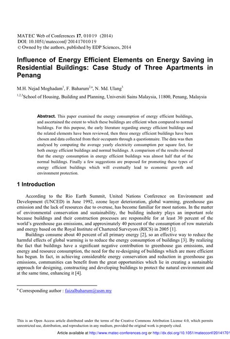 Pdf Influence Of Energy Efficient Elements On Energy Saving In